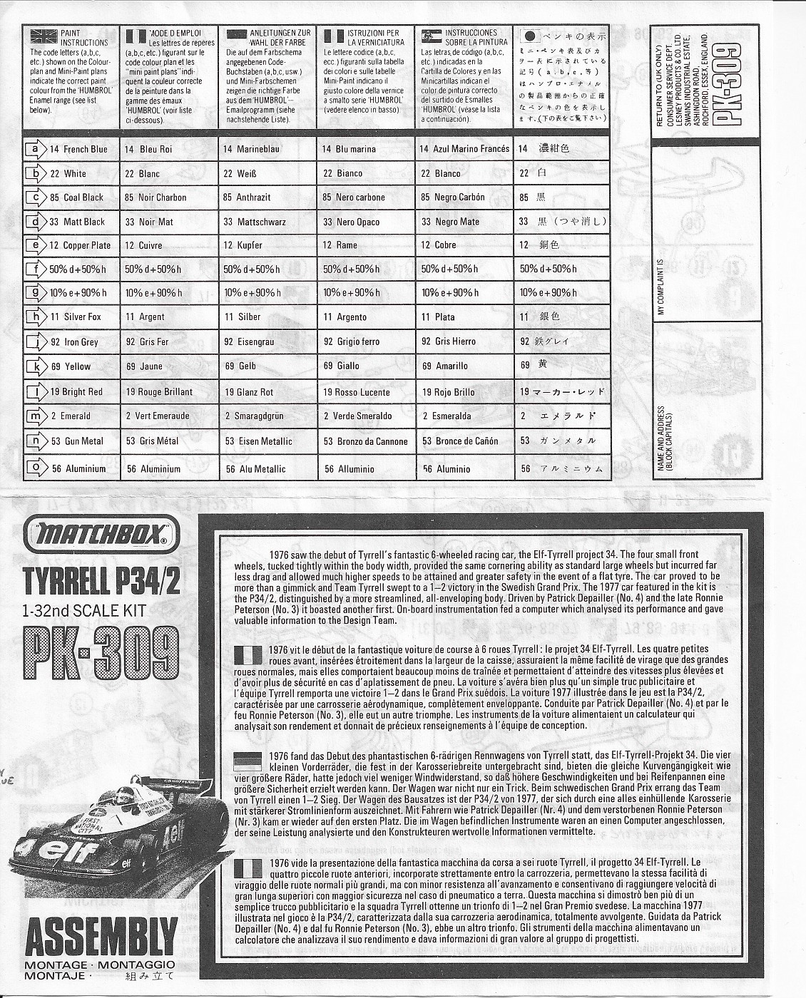 Photo: scan0010 | MATCHBOX Tyrrell P34/2 1/32 scale #PK-309 album ...