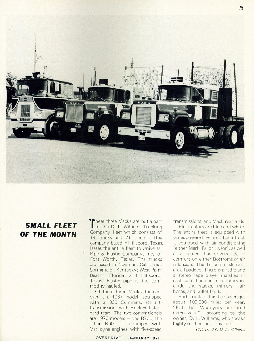 Photo: January 1971 Small Fleet of the Month | 01 Overdrive Magazine ...