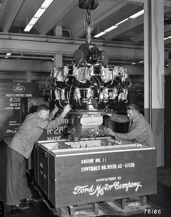 Photo: First P-W engine being crated. 10/8/1941 | Ford's B-24 Bomber ...