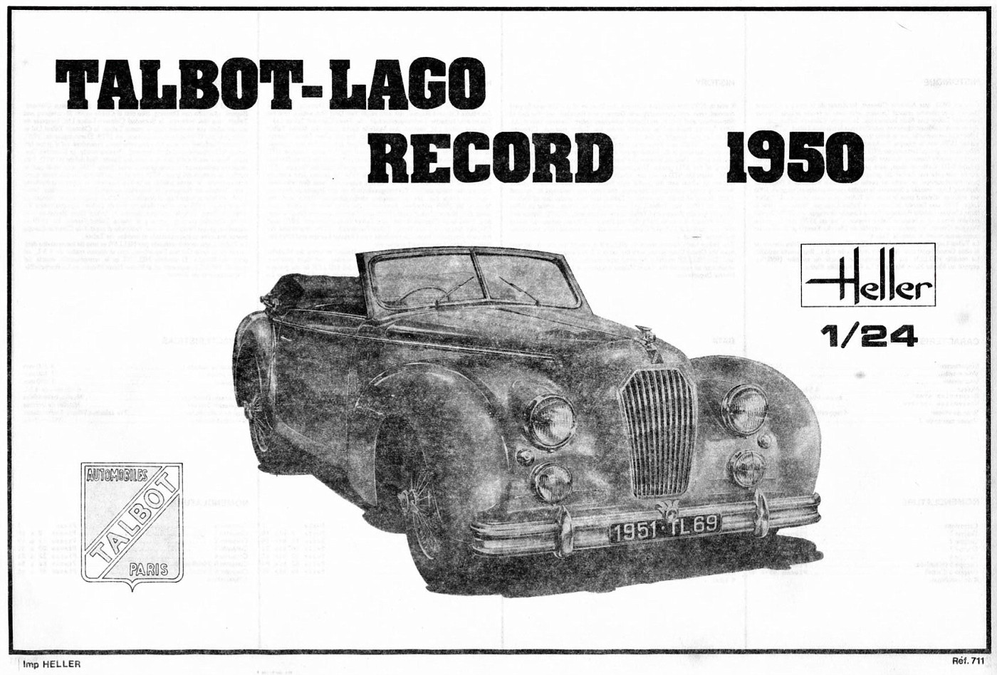 HELLER Talbot-Talbot Lago Record 1950 album | DRASTIC PLASTICS MODEL ...