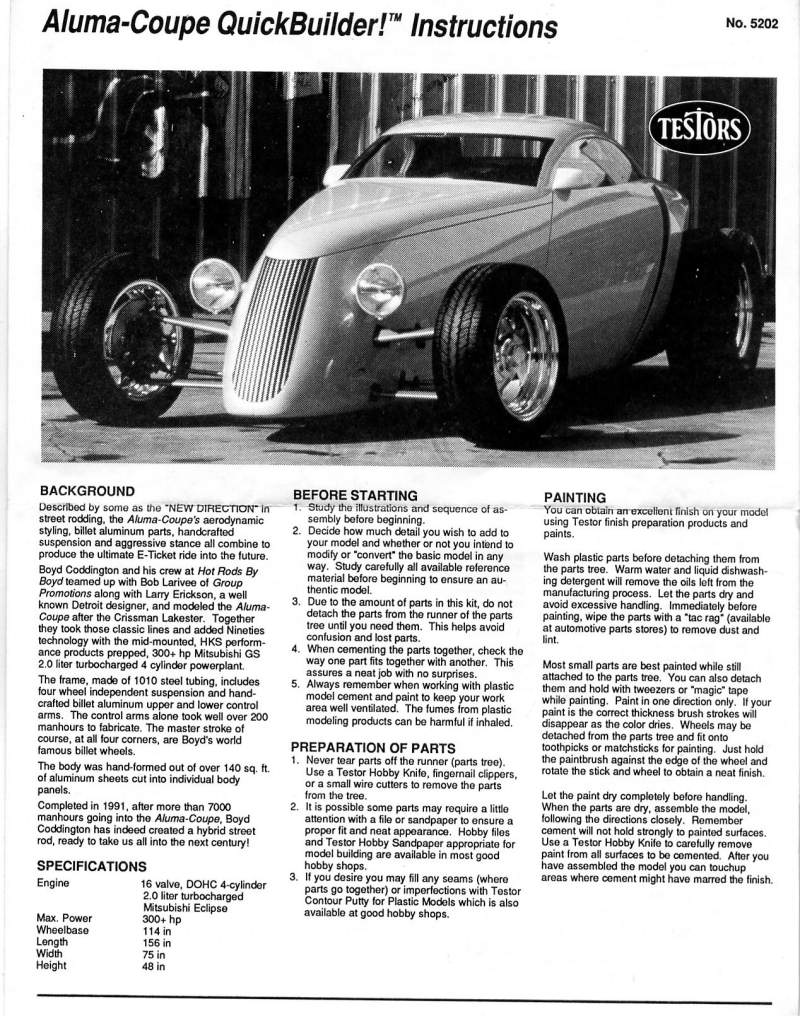 Photo: Aluma Coupe Page 1 | TESTORS Boyd's Aluma Coupe album | DRASTIC ...