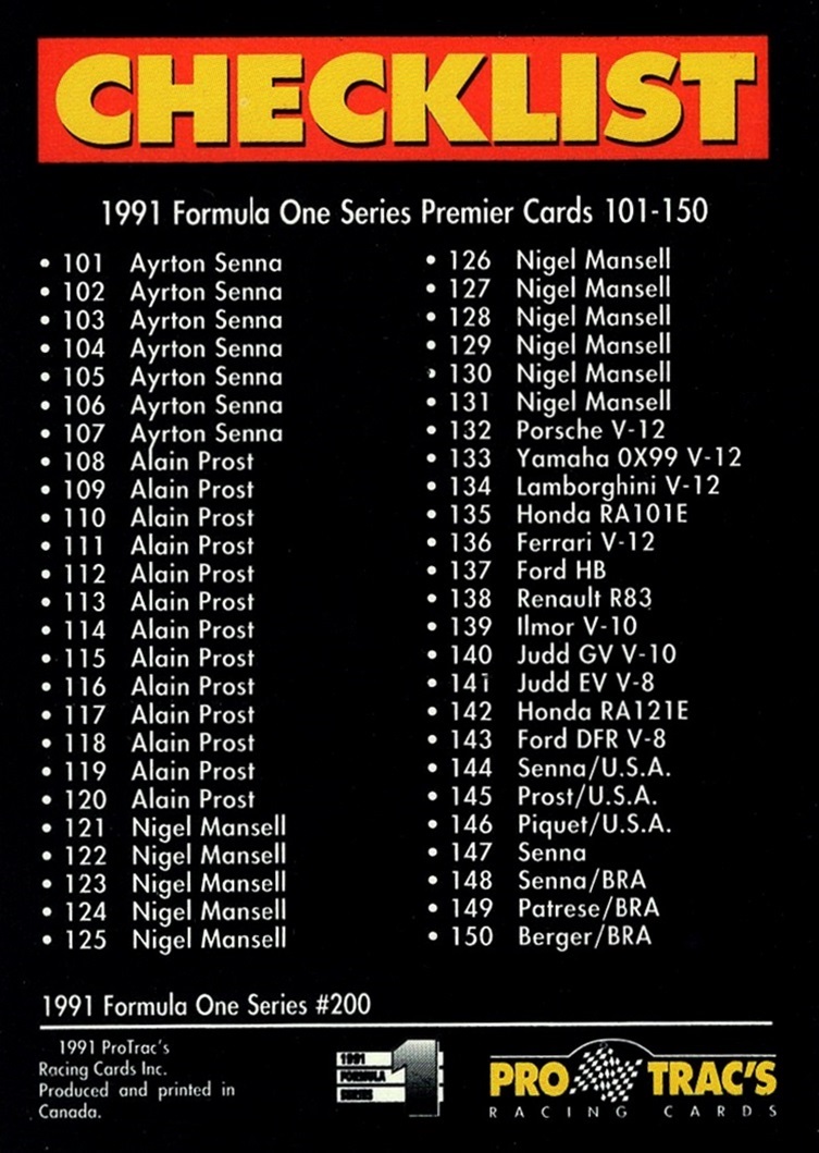 Photo: 1991 Pro Trac's Formula 1 #200 (1) | 1991 Pro Trac's Formula 1 ...