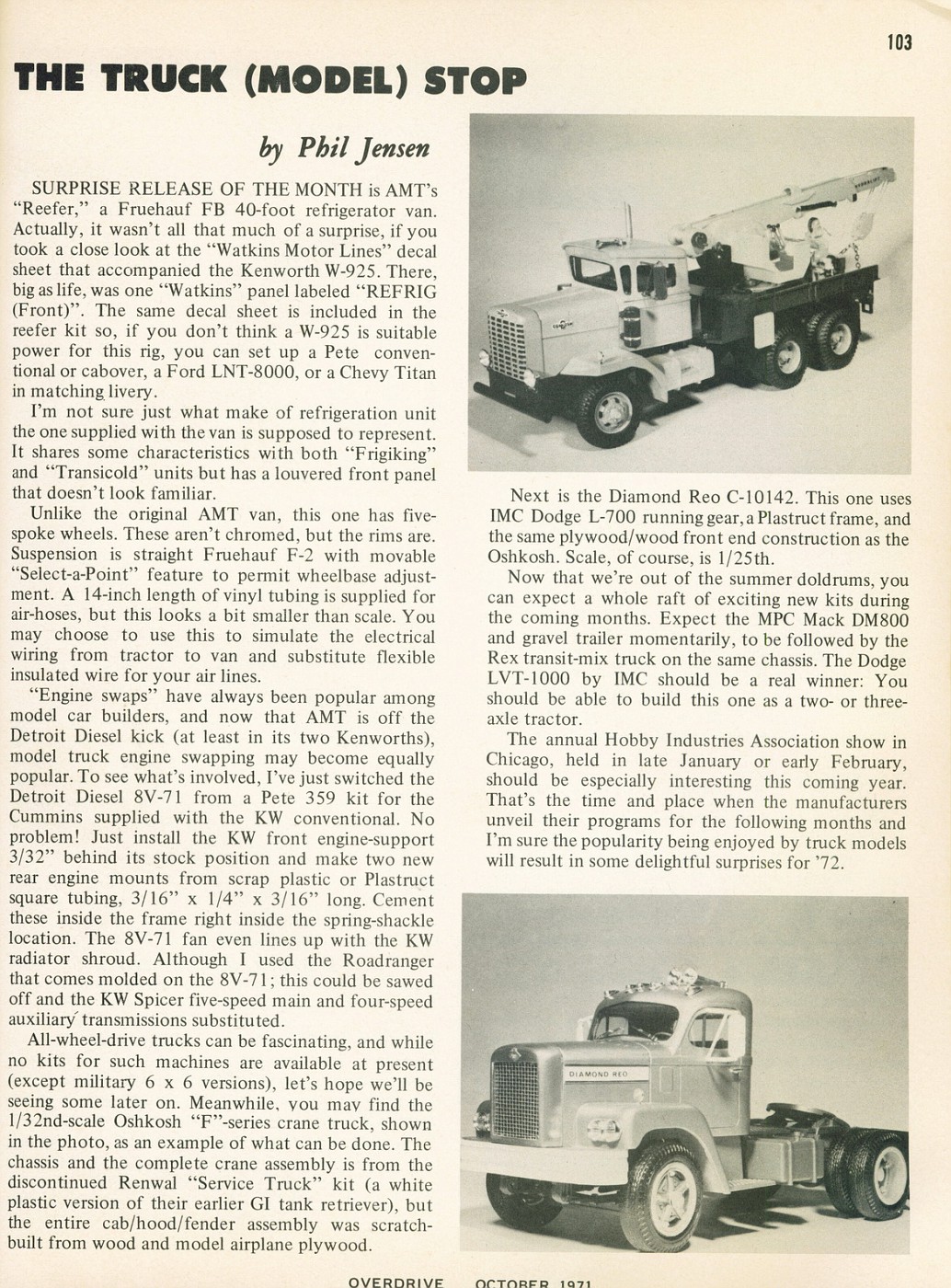 Photo: October 1971 The Truck (Model) Stop | 10 Overdrive Magazine ...