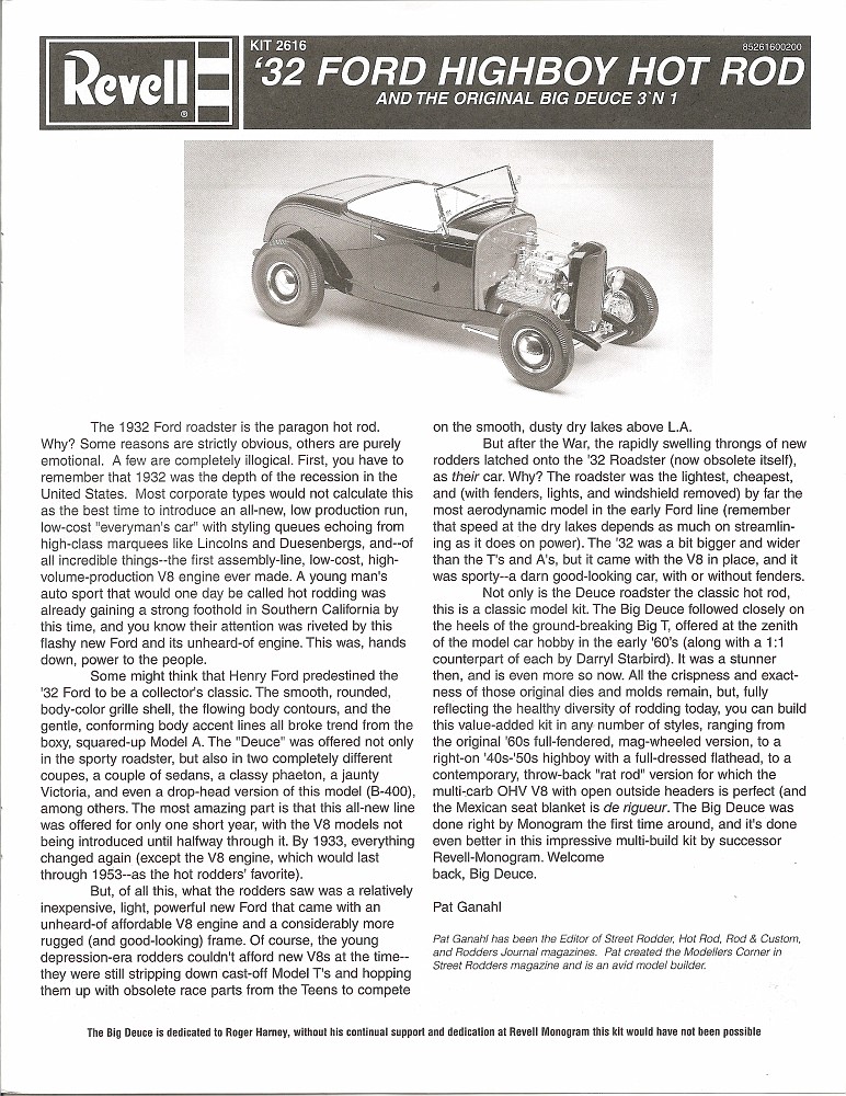 Photo: Page 1 | REVELL '32 Ford Highboy Hot Rod 1/8 scale #2616 album ...