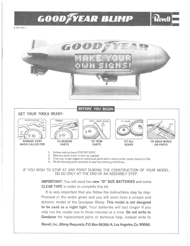 Photo: Revell - Goodyear Blimp - Instructions01 copy | REVELL Good Year ...