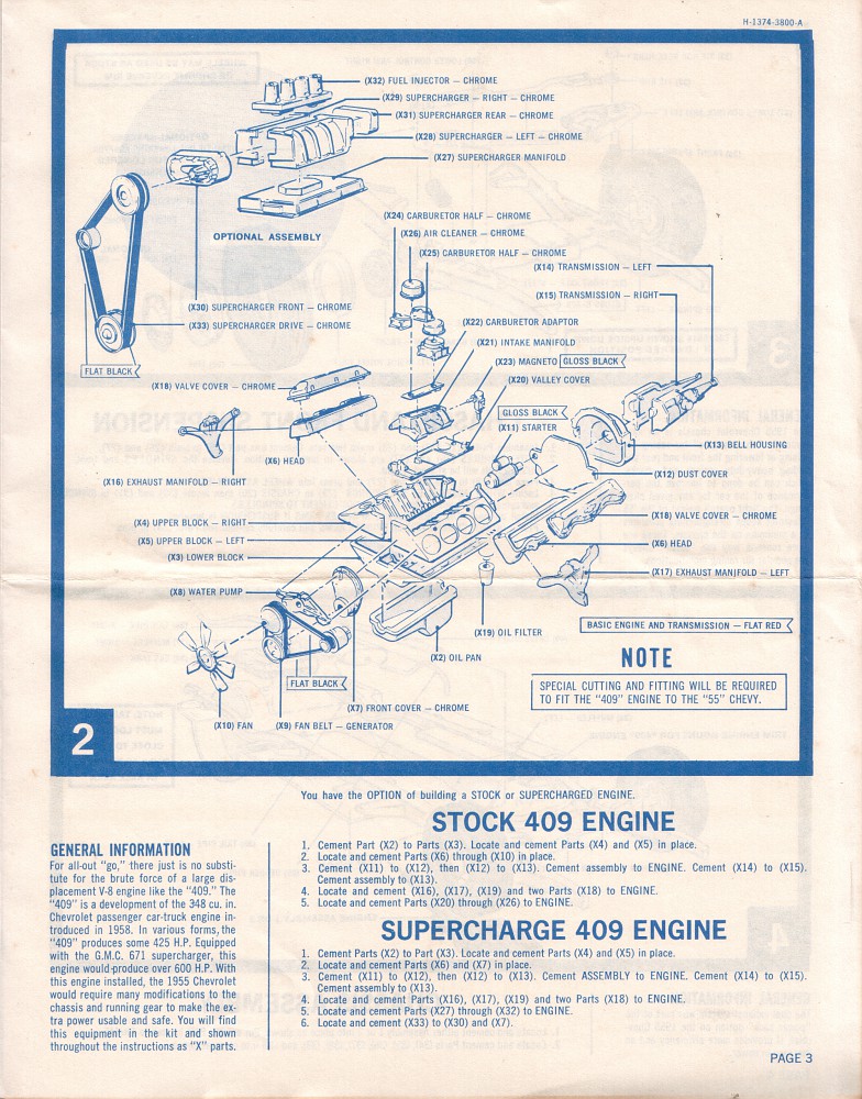 Photo: 55 CHEVY REVELL Instructions page 3 | REVELL '55 Chevy #H-1374 ...