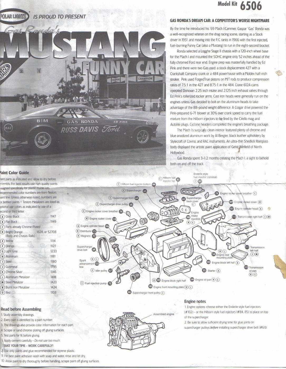 Photo: 1 | POLAR LIGHTS Gas Ronda's Mustang Funny Car #6506 album ...