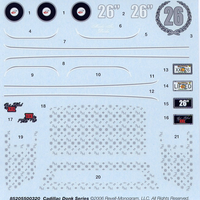 Photo: Donk Custom Cadillac Decals | REVELL Custom Cadillac DONKS #2055 ...