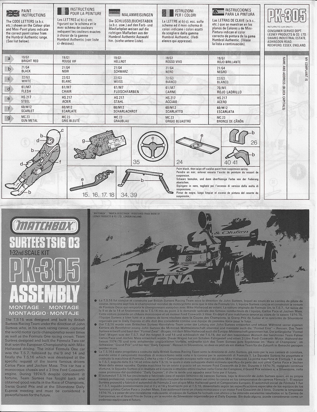 Photo: scan0001 | MATCHBOX Surtees TS16/03 1/32 scale #PK-305 album ...