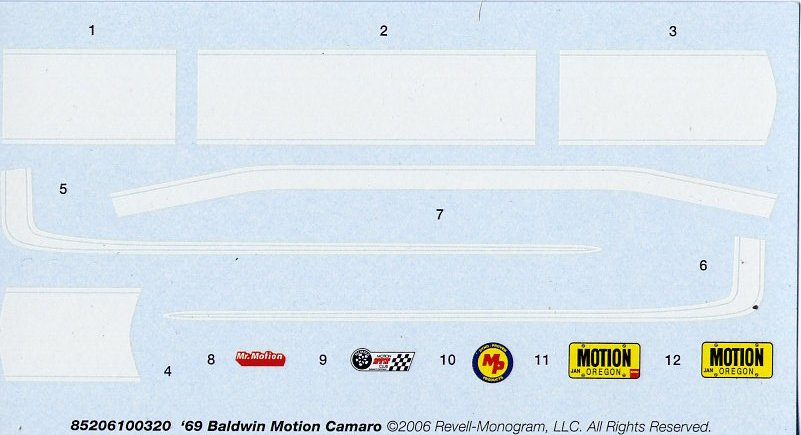 Photo: 1969 Chevrolet Camaro SS 427 Baldwin Motions Decals | REVELL '69 ...