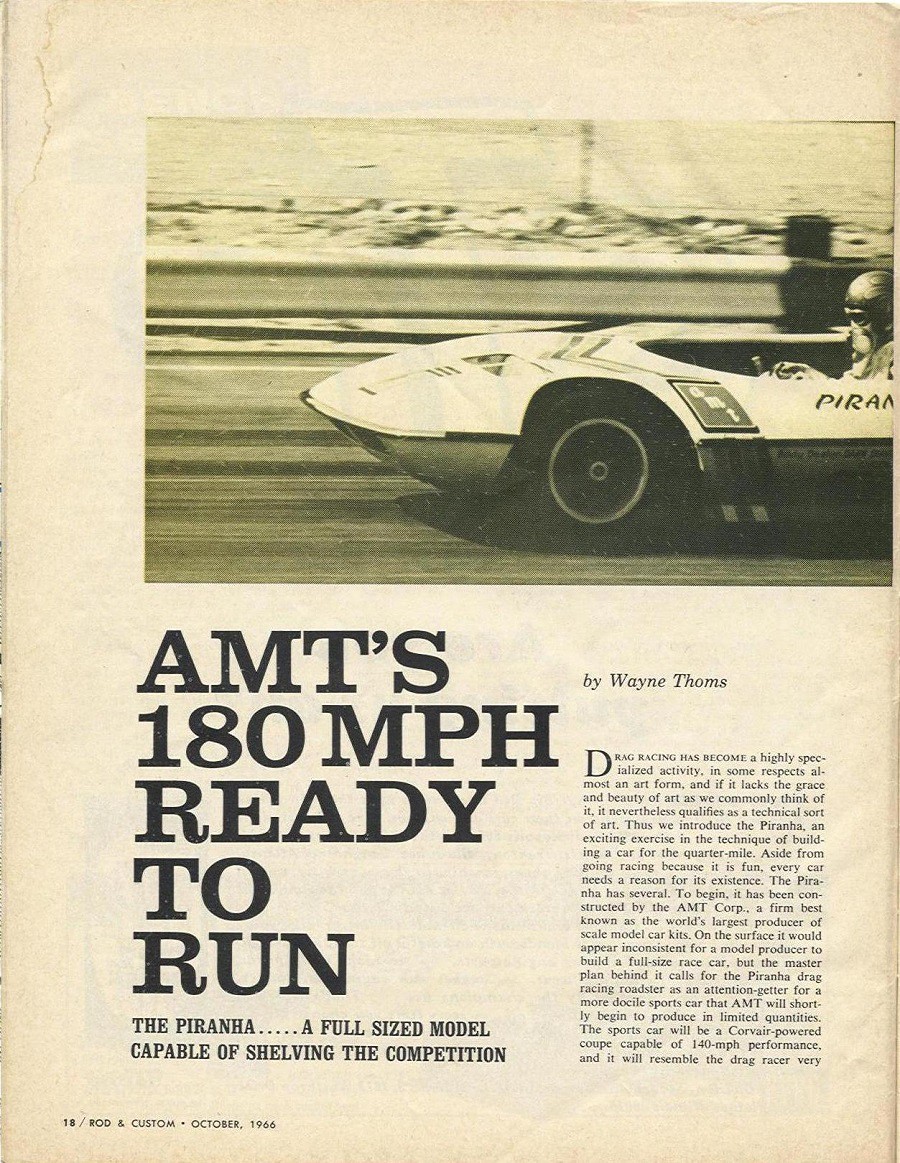 Photo: Piranha AMT, Rod & Custom, October 1966 (1) | AMT PIRANHA DRAG ...
